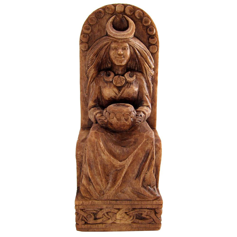 Seated Pagan Moon Goddess Statue - Wood Finish – Sabbat Box